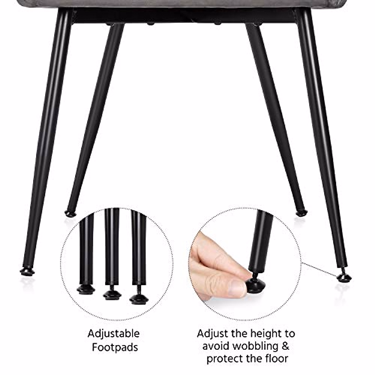 Yaheetech Dining Chairs Velvet Accent Armchairs Living Room Chairs with Steel Legs Upholstered Modern Tub Chairs with Backrest Armrest for Lounge Living Room Dining Room, Set of 6, Gray