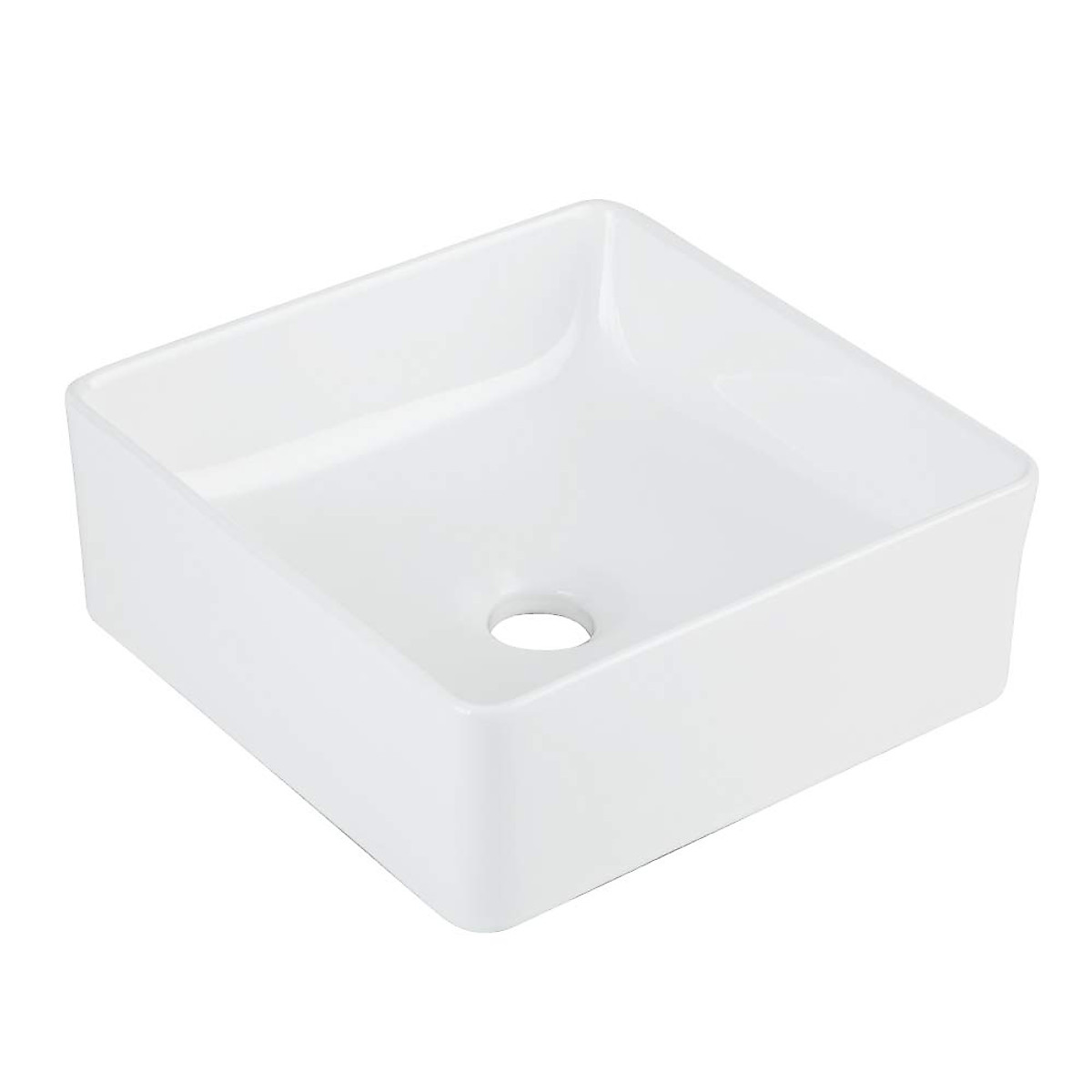 AWESON Square Vessel Sink 11.8 inch x 11.8 inch, Above Counter Vessel Sink, Small Bathroom Sink Square, Ceramic