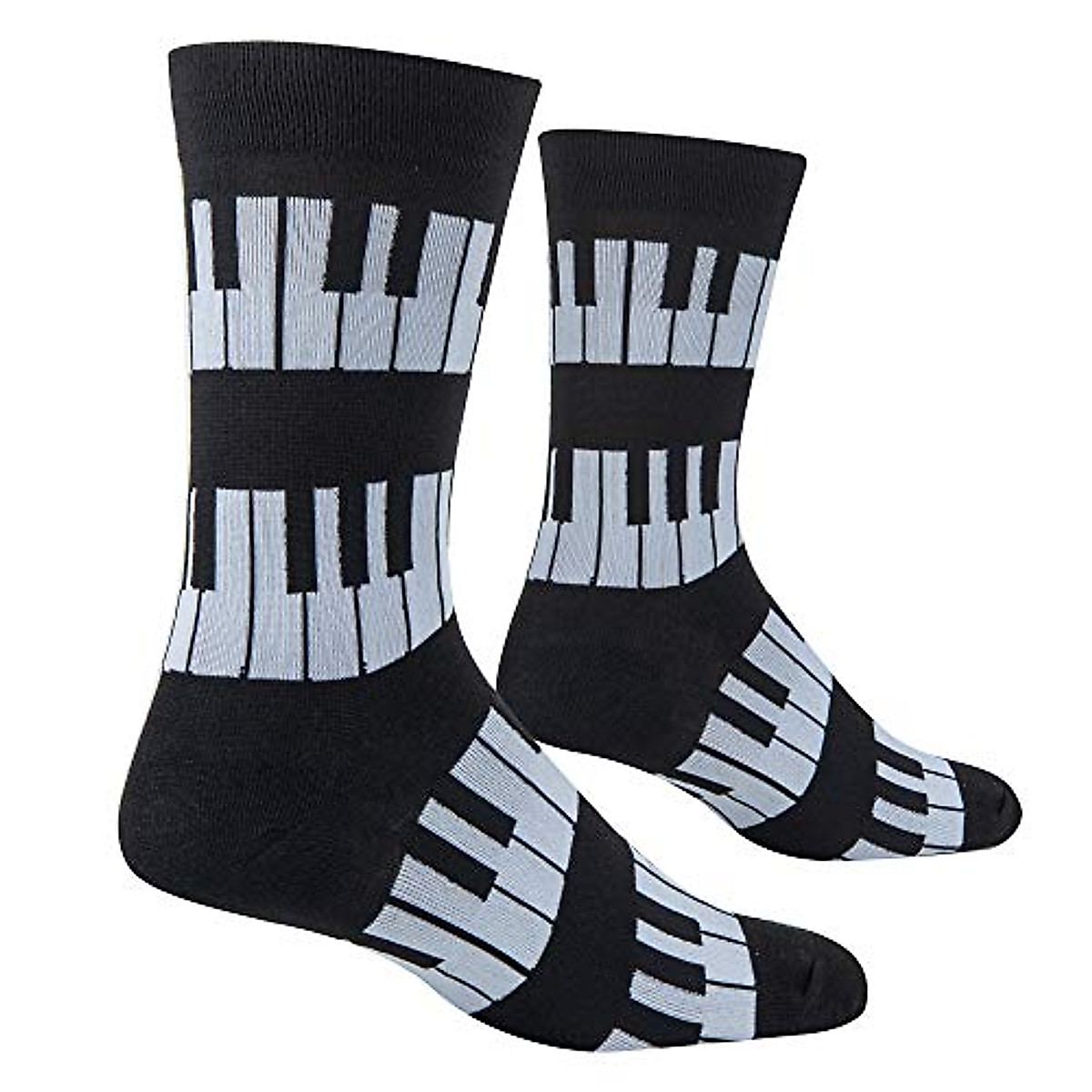 Crazy Socks, Unisex, Graphic, Piano Keys, Crew Socks, Novelty Silly Fun Cute