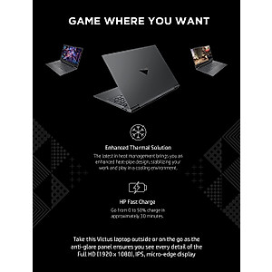 Victus 16 Laptop, NVIDIA GeForce RTX 3050, AMD Ryzen 5 5600H Processor, 8 GB RAM, 512 GB SSD, 16.1” Full HD IPS Display, Windows 10 Home, Backlit Keyboard, OMEN Gaming Hub (16-e0010nr, 2021)