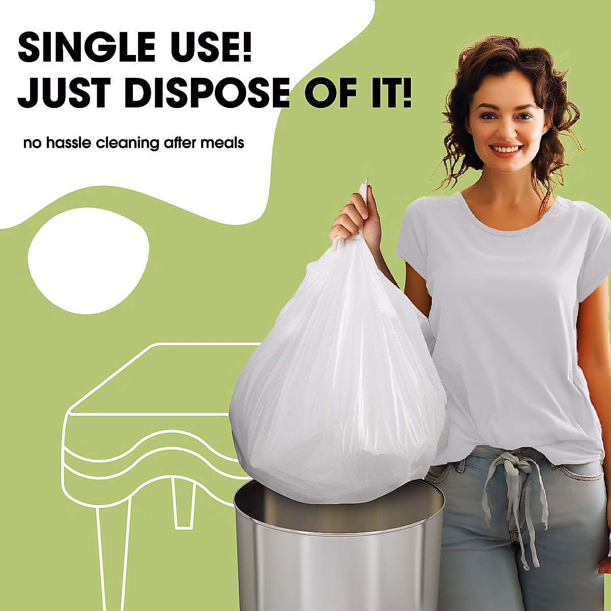 Pureegg Plastic Table Cloth Disposable - 8 Packs, Table Cloth for Retangle Table, 54"x108" Decorative Tablecloth for Parties, Picnics, Camping, Waterproof & Stain-Resistant, White