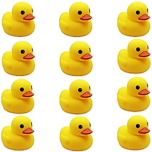 umbresen Yellow Rubber Ducks Preschool Bath Toys Bathtub Duckies Gift for Baby Shower Infants Toddlers Car Pool Float Halloween Adults Party Favors Carnival Decorations (Small Yellow 2.2''-12pcs)