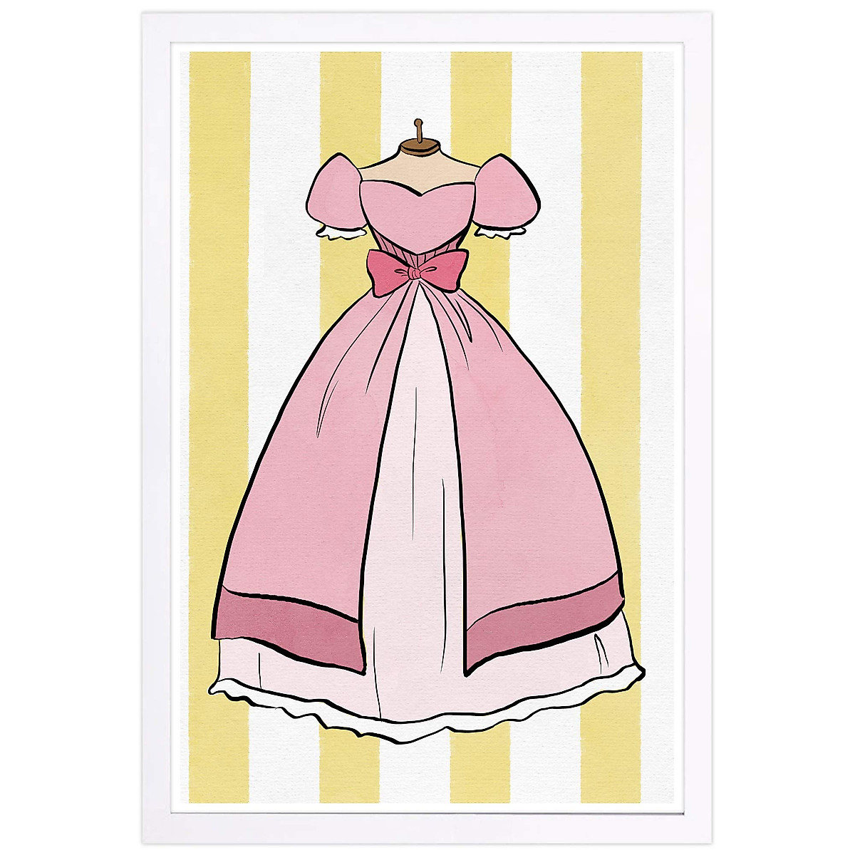 Wynwood Studio Fantasy and Sci-Fi Framed Wall Art Prints 'Princess Dress' Home Décor, 13" x 19", Pink, Yellow
