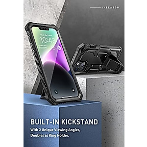 i-Blason Armorbox Series Designed for iPhone 14 Case 6.1" (2022)/iPhone 13 Case 6.1" (2021), Full-Body Rugged Holster Bumper Case with Built-in Screen Protector & Kickstand (Black)