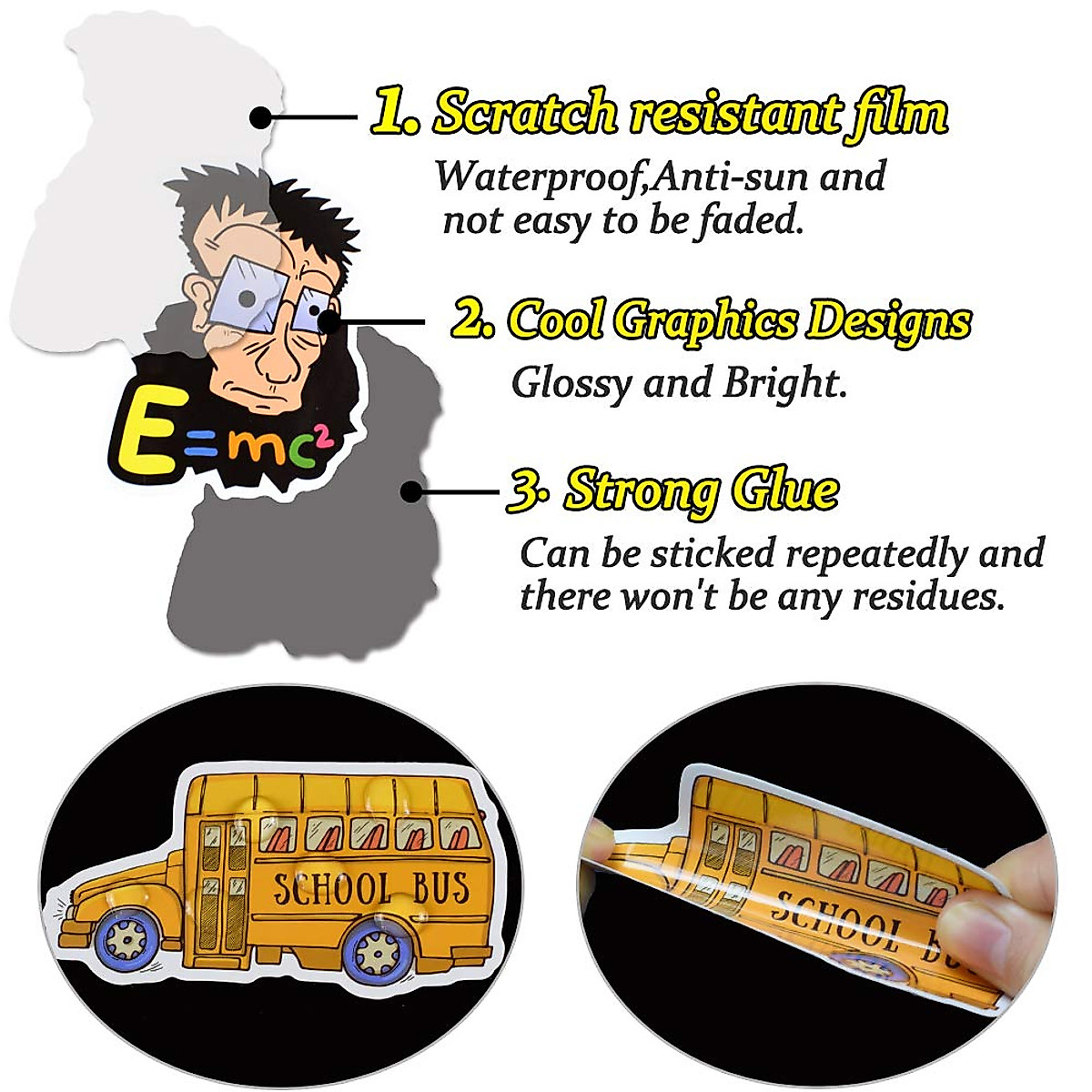 QTL School Stickers for Teacher Students Back to School Party Supplies Waterproof Vinyl Stickers for Water Bottles Laptop 50Pcs