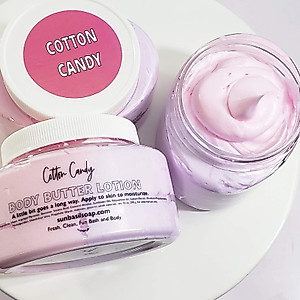 Pink Cotton Candy Whipped Body Butter Lotion. Sweet Skin Cream. Summer Moisturizer. Gift for Her