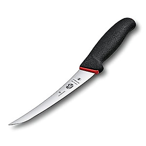 Victorinox Kitchen Boning, 6" curved, flexible narrow blade, black Dual Grip handle 5.6613.15D