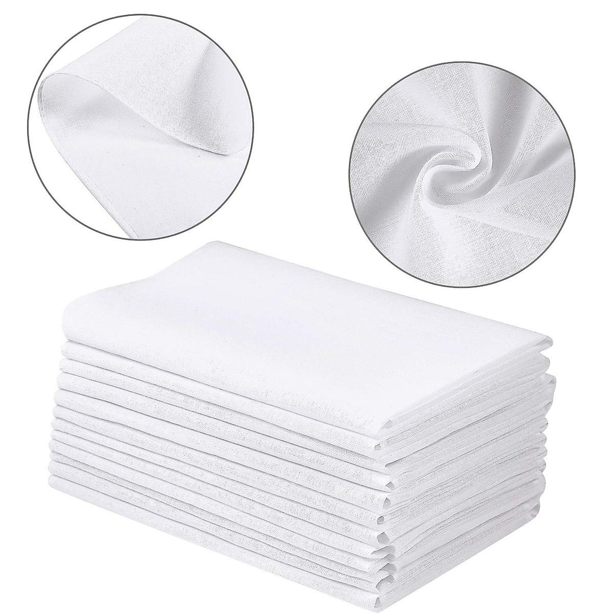 100 Pieces White Handkerchiefs Classic Hankies Bulk Set Pocket Square Towel Small Size for Tea Parties for Men