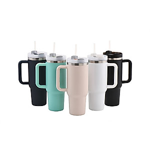 40 oz Tumbler with Handle,40oz DIY Heat Sublimation Blank Stainless Steel Vacuum Insulated Tumbler w/Handle and Straw Leak Proof,BPA-FREE,Tumbler Gifts for Women,Keep HOT/COLD Hours,White