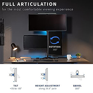 VIVO Triple LCD LED Computer Monitor Desk Stand, Free Standing Heavy Duty Fully Adjustable Mount for 3 Screens up to 30 inches STAND-V003E