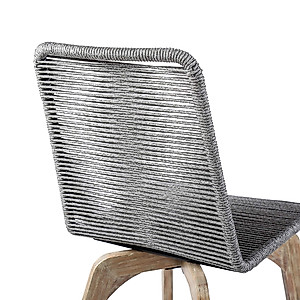Armen Living Island Modern Outdoor Patio Eucalyptus Wood and Rope Dining Chairs, Set of 2, Gray/Teak