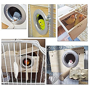 JSLZF Parakeet Nest Box, Bird Breeding Box with Perch, Wood Budgie Nest Box for Bird, Parrot, Lovebirds, Parrotlet, Finch, Sparrow 7.8” x 4.7” x 4.7”