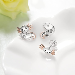 Axolotl Earrings 925 Sterling Silver Axolotl Stud Earrings Cute Animal Jewelry Gifts for Women