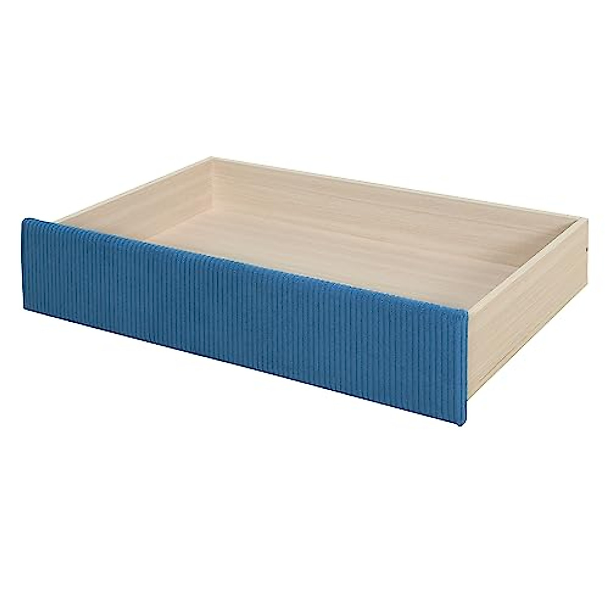 Merax Twin Size Corduroy Daybed with Two Drawers and Wood Slat,Sofa Bed Frame for Bedroom,Boys,Blue