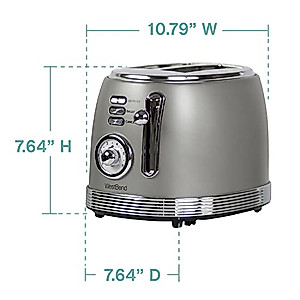 West Bend Toaster 2 Slice Retro-Styled Stainless Steel with 4 Functions and 6 Shade Settings, 850-Watts, Gray