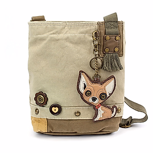 Chala Patch Cross-Body Women Handbag, Canvas Messenger Bag - Chihuahua - Sand