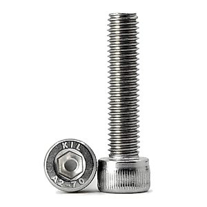 M8-1.25 x 60mm Socket Head Cap Screws Metric, Allen Socket Drive, 304 Stainless Steel (A2-70), Full Thread, Bright Finish, Machine Thread, Quantity 10