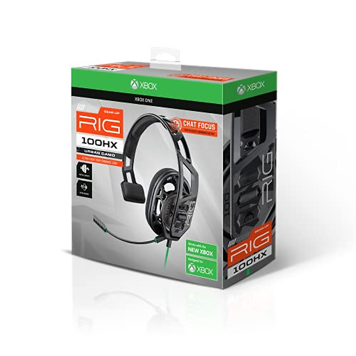 RIG 100HX Open Ear Premium Chat Headset – for Xbox Series X/ S, Xbox One, Playstation PS5, PS4, Nintendo Switch, Mobile, & PC with 3.5mm – Noise Canceling Mic (Black with Urban Camo)