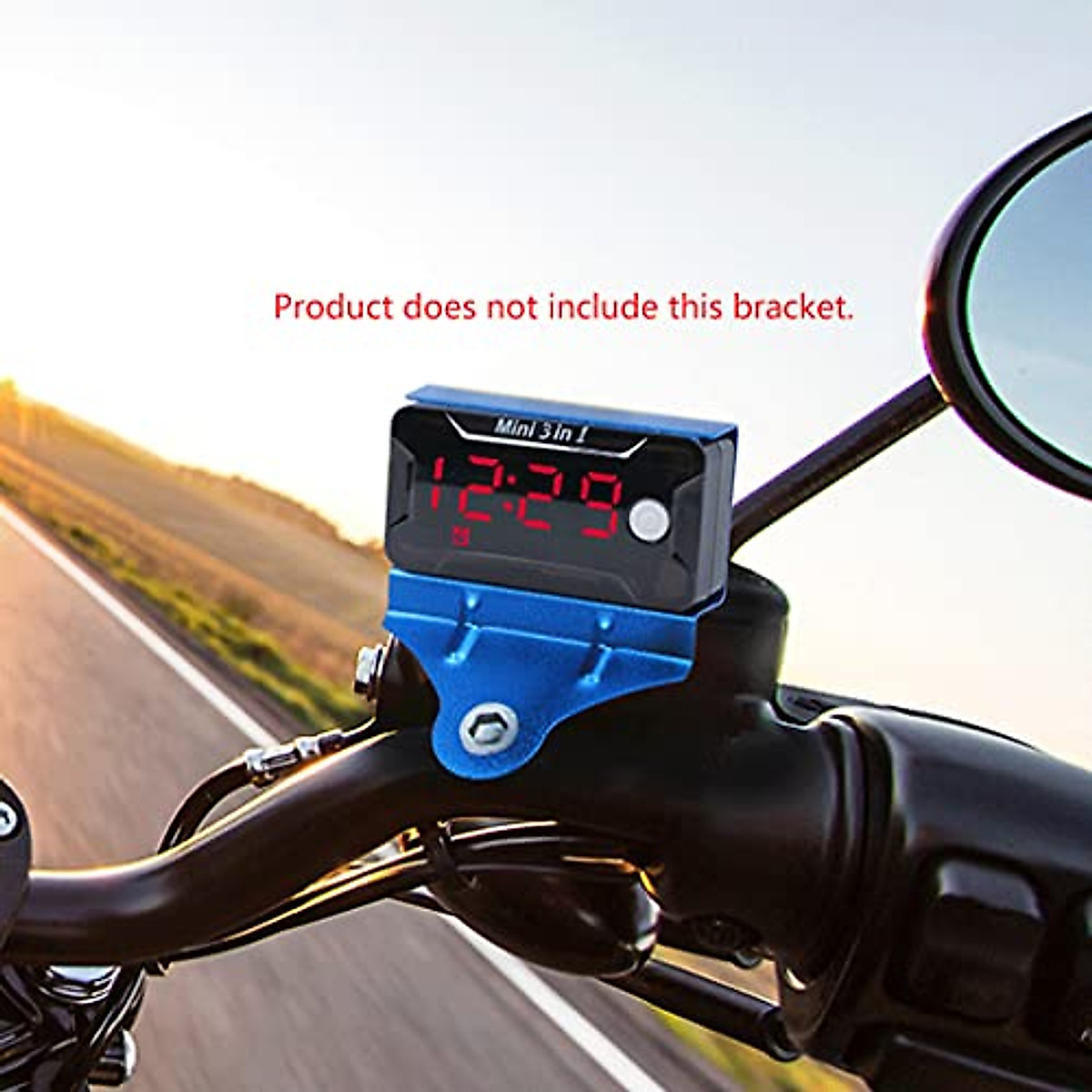 Motorcycle Digital For Time Clock + Thermometer +Voltage Voltmeter 3 In 1 Waterproof Tester Battery Moniter Gauge Digital Time Clock