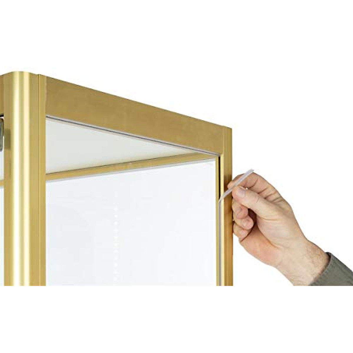Displays2go Tempered Glass Curio Cabinet, Adjustable Shelves – Gold (DCKDMT16G)