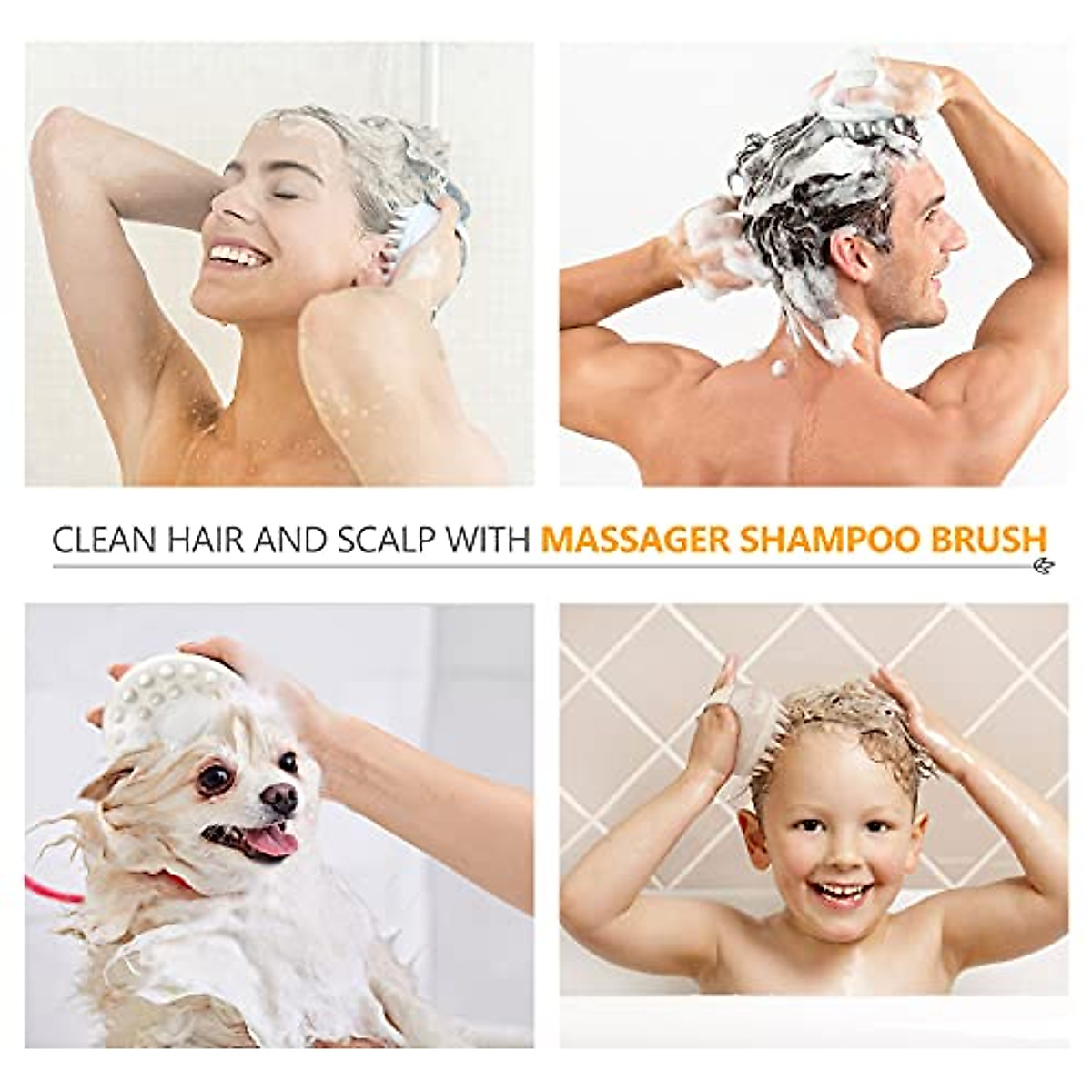 Sndyi Scalp Massager Shampoo Brush, Scalp Scrubber with Soft Silicone Bristles, Scalp Exfoliator for Dandruff Removal, Scalp Massager for Hair Growth, Wet Dry Hair Brush for Scalp Care, Beige