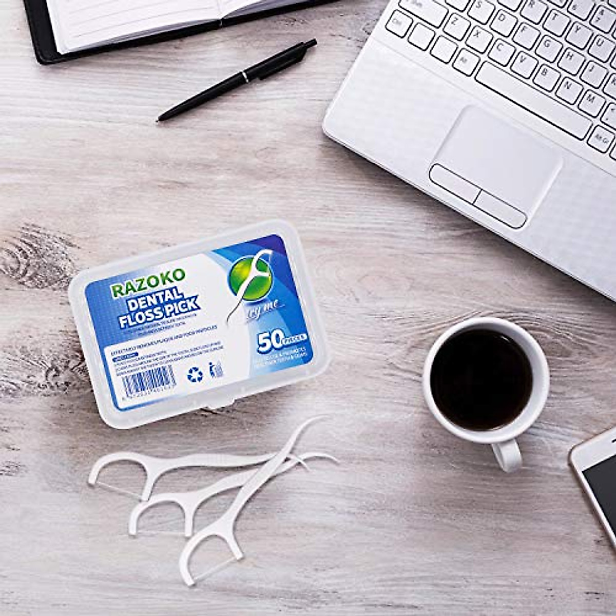 Dental Floss Picks High Toughness Professional Toothpicks Sticks 6-Pack(300pcs) with Portable Case and Dental Picks Perfect for Family,Hotel,Travel