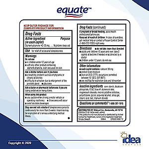 Equate Nighttime Sleep Aid Diphenhydramine HCl Caplets, 25 mg, 100 Ct Bundle with Exclusive "Have a Great Sleep" - Better Idea Guide (2 Items)