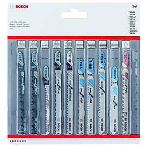Bosch Professional 10-Piece Set Jigsaw blades set (for wood and metal, accessories for jigsaw with T-shank mounting)