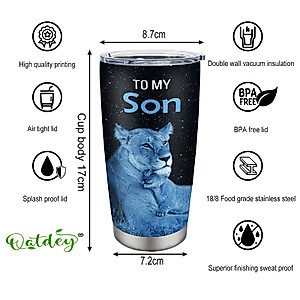 Qatdey Gifts for Son Tumbler 20oz, Son Gifts from Mom/Dad, Birthday Gifts for Son Cup, Gifts for Grown Son on Wedding Day, To My Son Gift Ideas, Christmas Graduation Gifts for Son 1PC