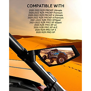 A & UTV PRO Side View Mirrors for 2020-2024 Polaris RZR Pro XP 4, RZR Pro R, RZR Turbo R, Adjustable Break Away Folding Side by Side Rear View Mirror Accessories, Replace OEM # 2883762, 2PCS