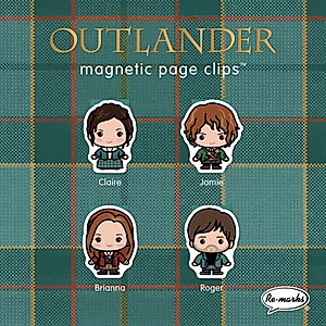 Re-marks “Outlander” Bookmark Characters, Magnetic Bookmarkers, 2 Sets of 4 Page Clips, 8 Clips Total
