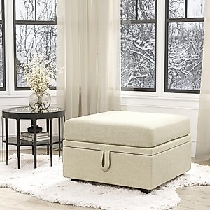 YOUDENOVA 25'' Modular Storage Ottoman Sectional Sofa Module Free Reversible Chaise Couch Convertible Ottoman Free Configuration Ottoman, Beige