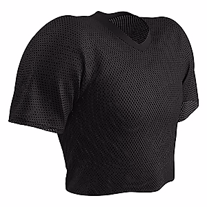 Champro Boys' Polyester Porthole Mesh Youth Football Practice Jersey, Black, Medium