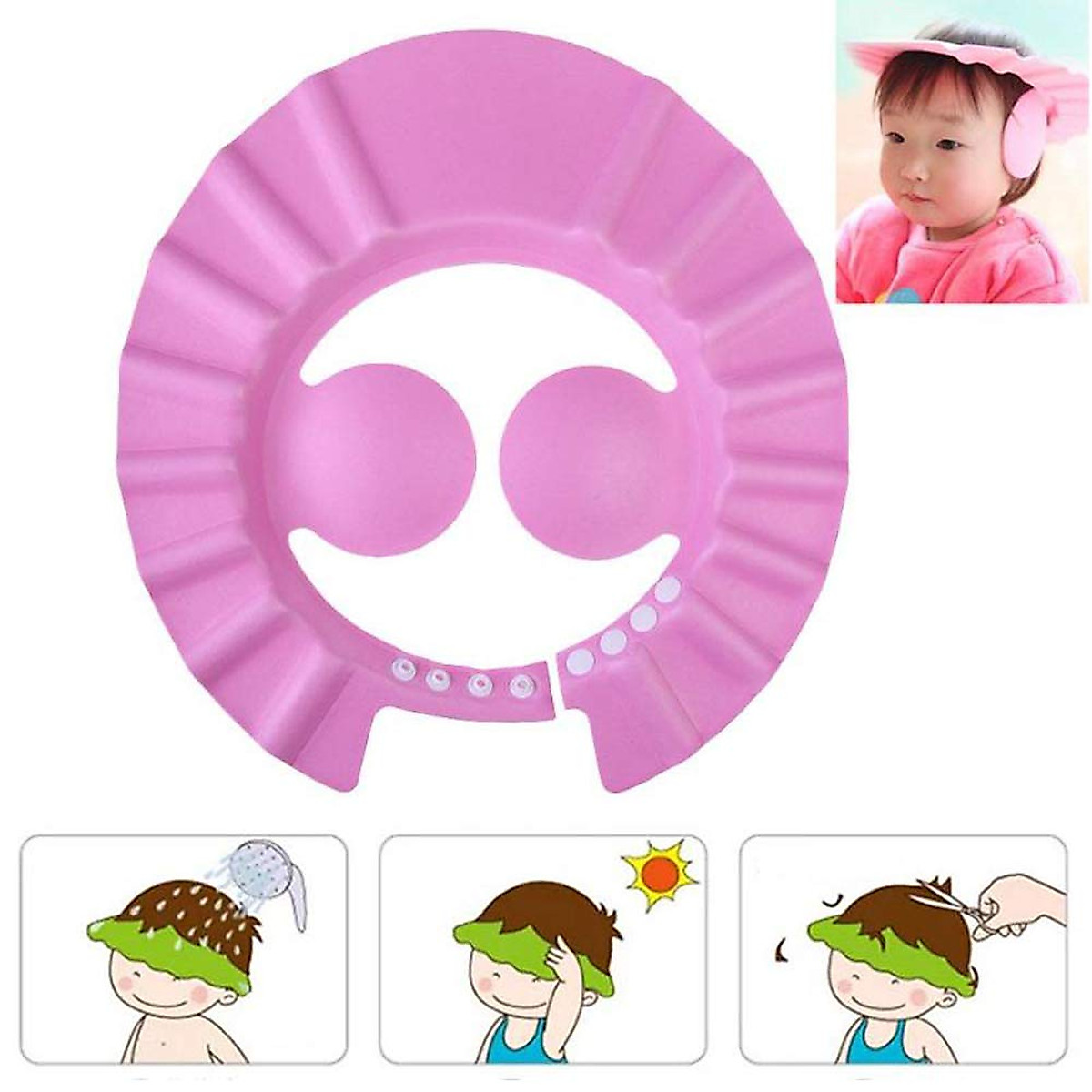 Rinser Rinse Cup Baby Shampoo Shower Bathing Protect Soft Cap Hat Baby Bath Set