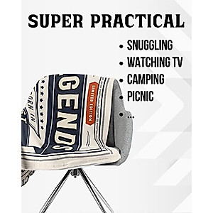 InnoBeta Birthday Gifts for Men, Novelty Personalized Men Birthday Gift Ideas Legends are Born in March - Gifts for Him, Dad, Husband, Brother - Flannel Throw Blanket, White & Blue, 50"x 65"