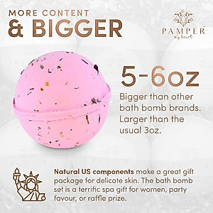 PAMPER MY HEART Luxury Spa Aromatherapy Bath Bombs | Handmade in The USA with Natural Ingredients & Essential Oils | Moisturizing & Relaxing Bath, Gift Sets for Women & Men | 6 Pack x 6oz