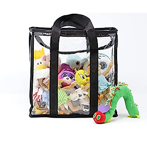 MiniOwls Bin and Chest Organizing Bags - Waterproof Clear Plastic Travelling Pouch. Storage for Toys, Kids Books, Balls, Blocks and Games (12x12 Set of 3)