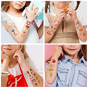 Casciybo Glitter Ice Cream Temporary Tattoos for Kids, 130 Styles Cupcake Tiramisu Donut Dessert Fake Waterproof Tattoo Stickers for Kids Birthday Party Favors Supplies Gifts Decorations