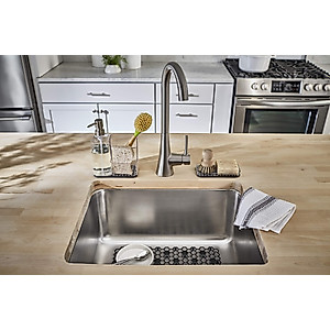 Spectrum Diversified Hexa Raised Feet Quick-Drying Heavy-Duty Protector with Non-Slip Surface, Large Farmhouse Sink Mat, Frost/Gray