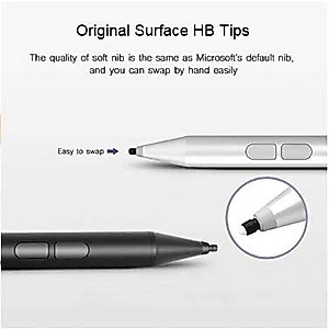 Uogic Pen for Microsoft Surface, Palm Rejection, 1024 Levels Pressure, Flex & Soft HB Nib, Compatible with Surface Pro/Studio/Book/Laptop/Go, Including 2 Spare Nibs & AAAA Battery