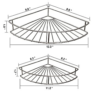 Dehyber 2-Pack Adhesive Corner Shower Caddy with 2 Hooks,No Drilling Rustproof Stainless Steel Wall Mounted Shelf for Bathroom Kitchen Storage Organizer,Chrome