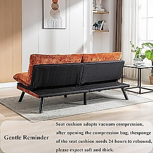 Anwick Futon Sofa Bed Convertible Futon Sleeper Couch, 71" Sleeper Sofa Bed with Adjustable Backrest, Modern Loveseat Couch for Compact Living Room, Apartment, Office (Orange)