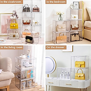 Attelite Purse Organizer for Closet, 5 Pack XX-Large Handbags Storage Organizer,Stackable Storage Bins for Collectibles, Cosmetic,Heels