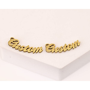 Fuck Personalized Name Stud Earrings Customized Any Name Studs Mother Day Christmas Gift Jewelry for Women