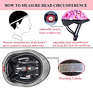 Asslen Kids Bike Helmet Suitable for Ages 3-8 Years Boys Girls, Adjustable Toddler Helmet with Knee Elbow Pads Wrist Guards Sports Protective Gear Set for Bike Bicycle Skateboard Scooter-Pink