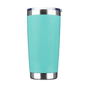 EcoMozz 20oz Tumbler Bulk Stainless Steel Vacuum Insulated Tumblers with Lid Double Wall Travel Mug Powder Coated Coffee Cup, Suitable for Ice Drinks and Hot Beverage (Light blue 1pack)