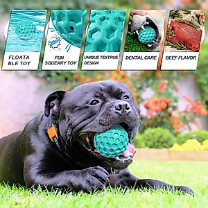 Dog Squeaky Balls, Dog Toys for Aggressive Chewers Large/Medium Breed, Durable Tough Chew Toys for Aggressive Chewers, Natural Rubber Dog Balls Interactive Toys