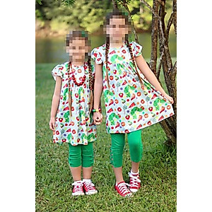 Toddler Little Girls Spring Summer The Very Hungry Caterpillar Baby Girl Short Sleeve Dress for 1-8 Years (7T) Green