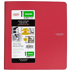 Five Star 1 Inch 3 Ring Binder, Plastic, Color Selected for You, 1 Count (26134)