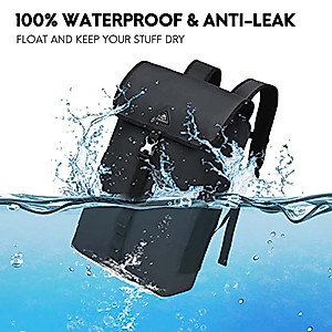 Haimont Roll Top Backpack Waterproof Dry Bag Floating Rolltop Flap Closure Dry Backpack for SUP, Kayaking, Rafting, Boating, Fishing, 25L, Black